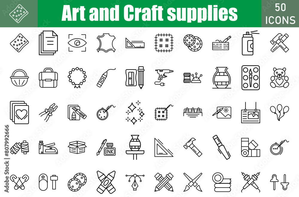 Art And Craft icon set. Containing eye, scissor, pencil, rular,pin and ...
