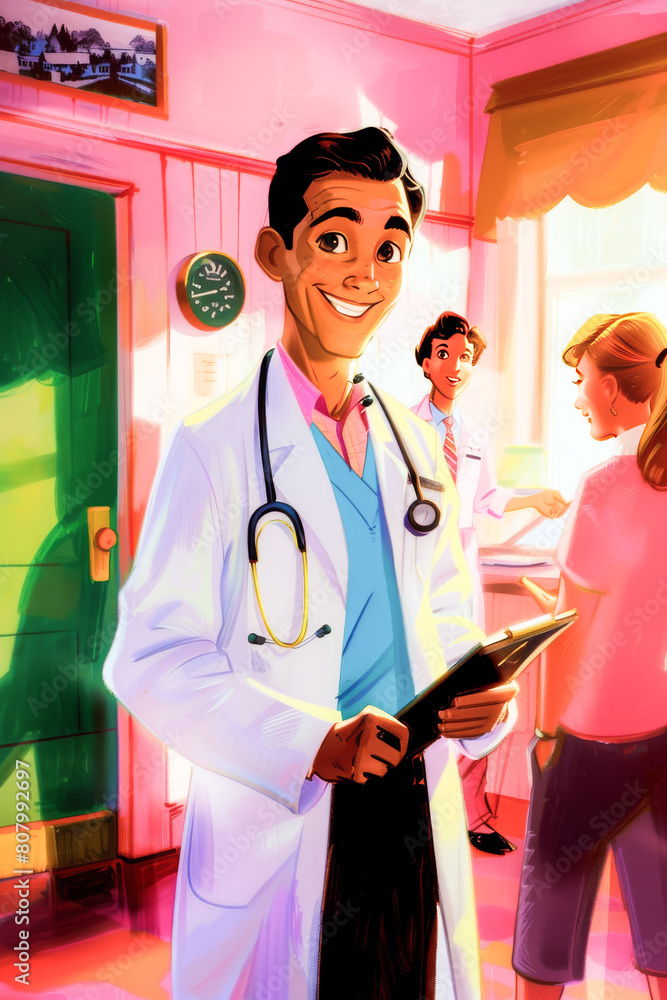 Cartoon Doctor Illustration. Generated Image. A digital illustration of ...