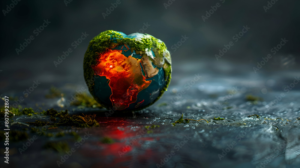 Beautiful Photo Realistic Earth with Heart Icon Concept: Promoting ...