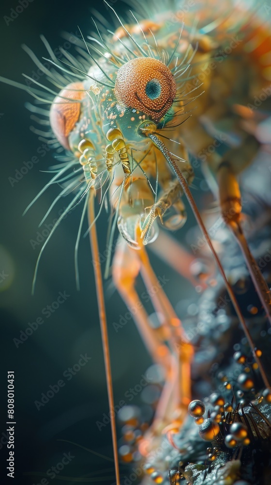 Photo Flea under a microscope, detailed exoskeleton, scientific study ...