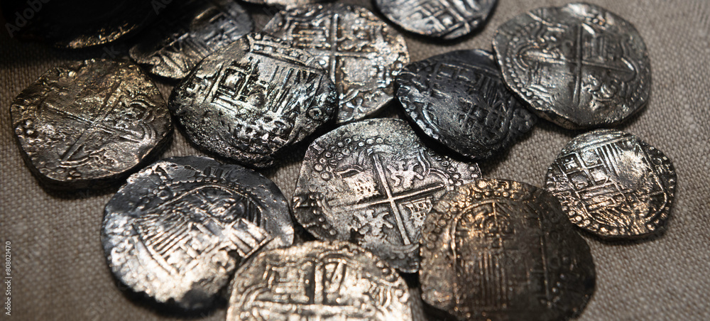 Spanish Pieces of Eight coins Stock Photo | Adobe Stock