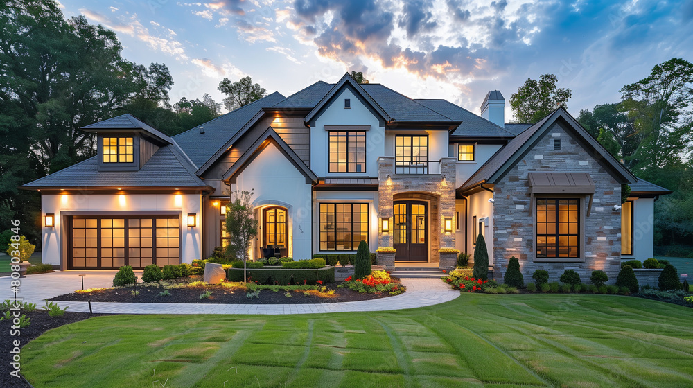 World of opulent living with a luxurious modern house characterized by ...