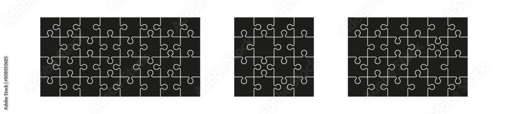 puzzle 16 ,24 and 32 pieces game template set. Jigsaw picture texture ...
