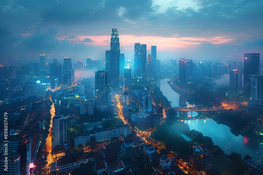 Metropolis Twilight, Futuristic high-rises with unique architectural ...