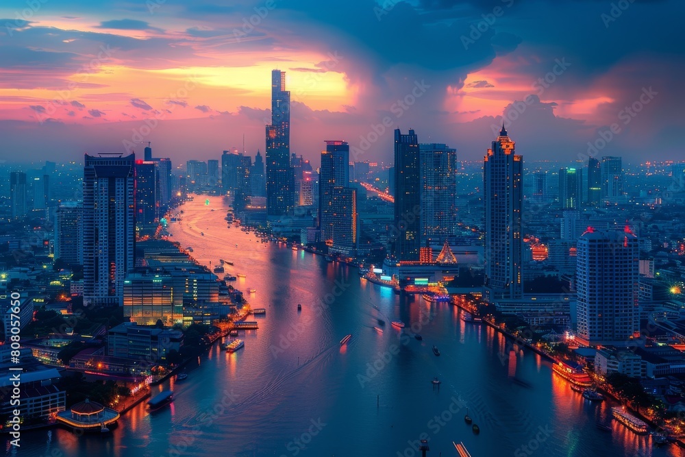 Metropolis Twilight, Futuristic high-rises with unique architectural ...