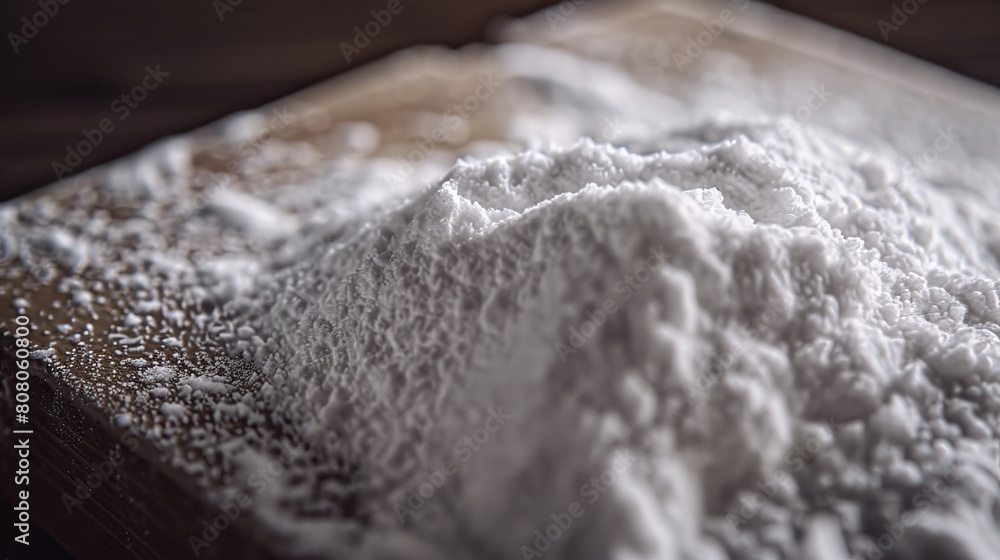 A close-up photograph of a box of baking soda with its powdery texture ...