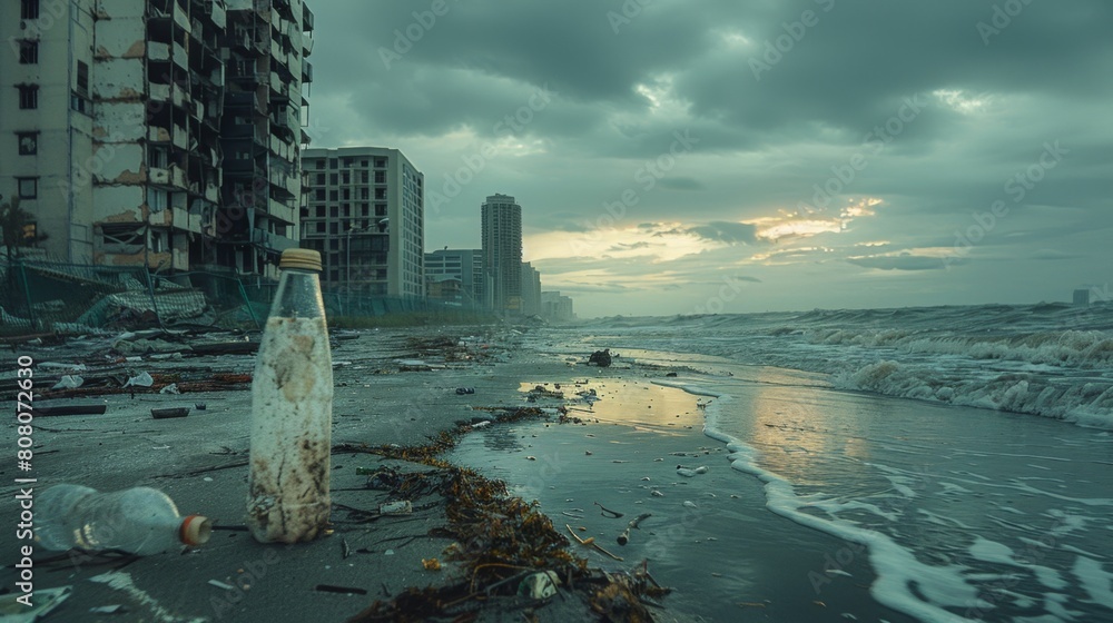Ilustração do Stock: Seawater pollution, serious ocean pollution ...