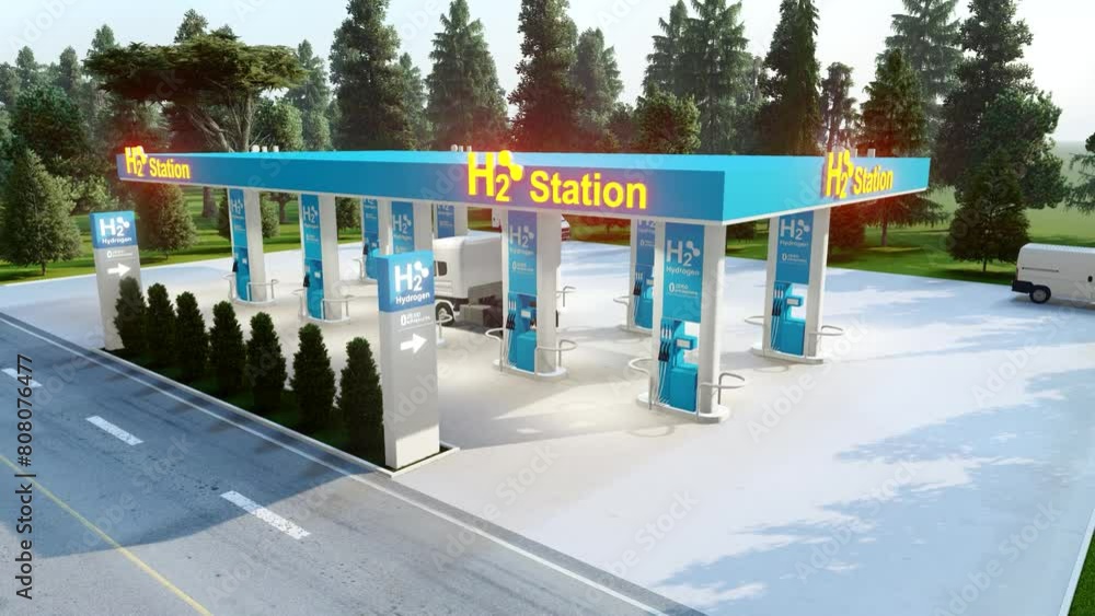 3840x2160 4K ULTRA HD. Hydrogen charging gas station. Hydrogen ...