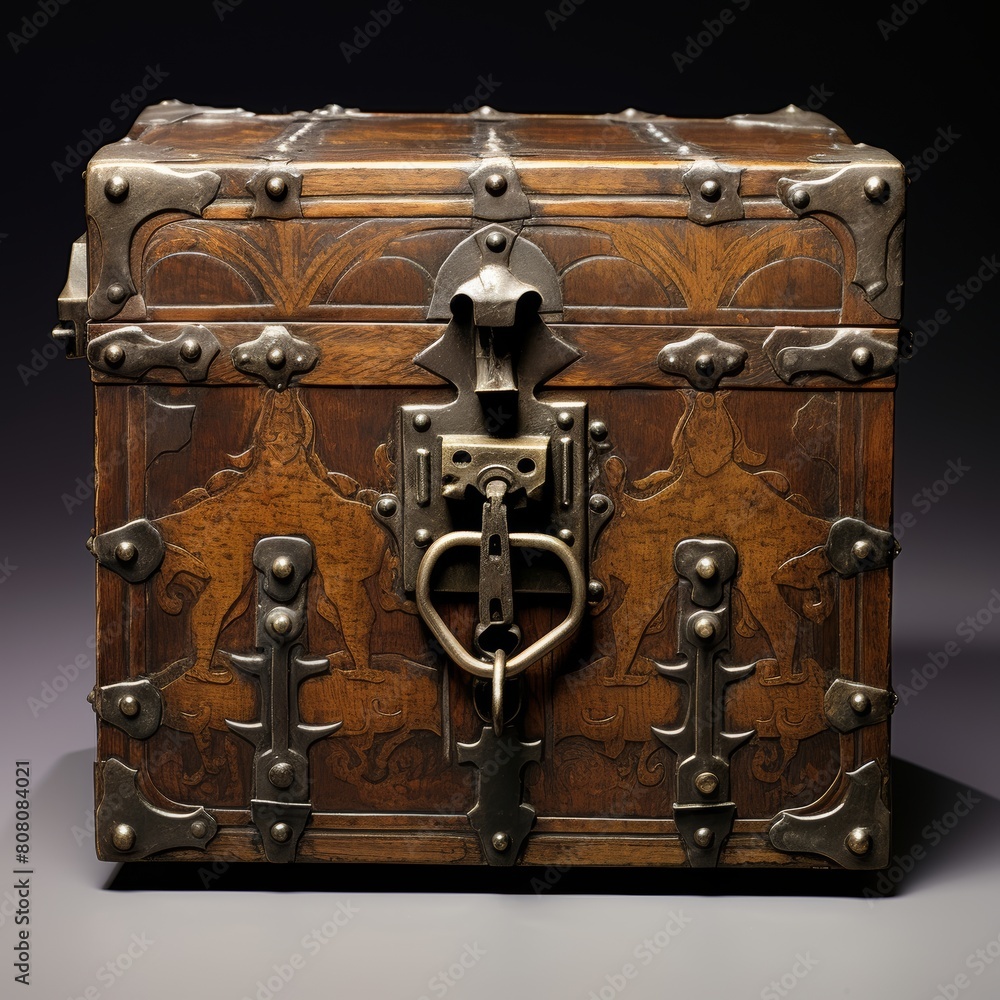 Medieval box with a lock on each of its four sides Stock Illustration ...