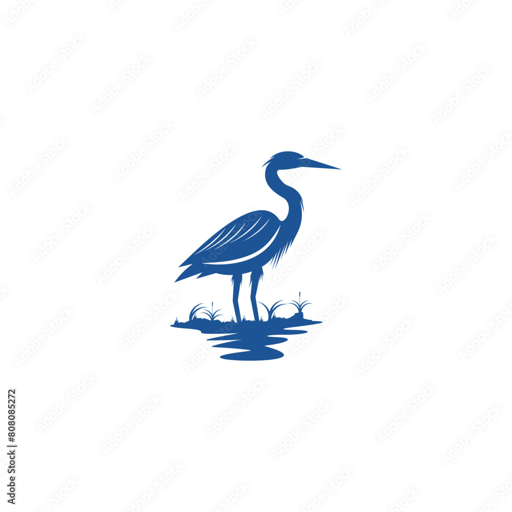 Blue heron Logo isolated on white background. Design blue heron for ...