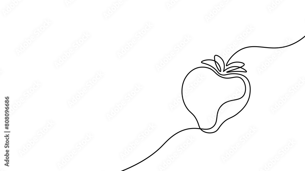 One continuous line strawberry berry sweet topping in line art drawing ...