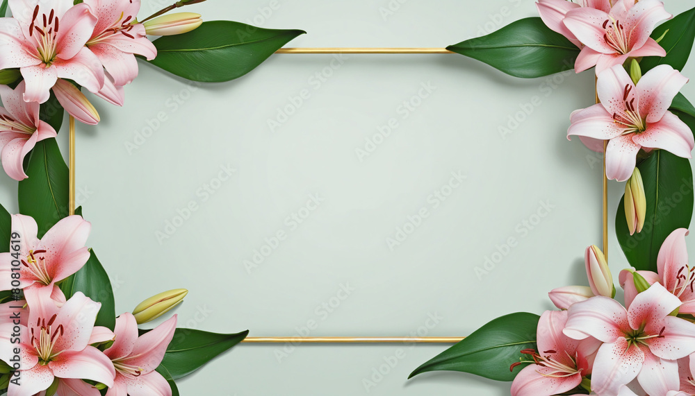 Elegantly designed botanical frame with transparent corners, perfect ...