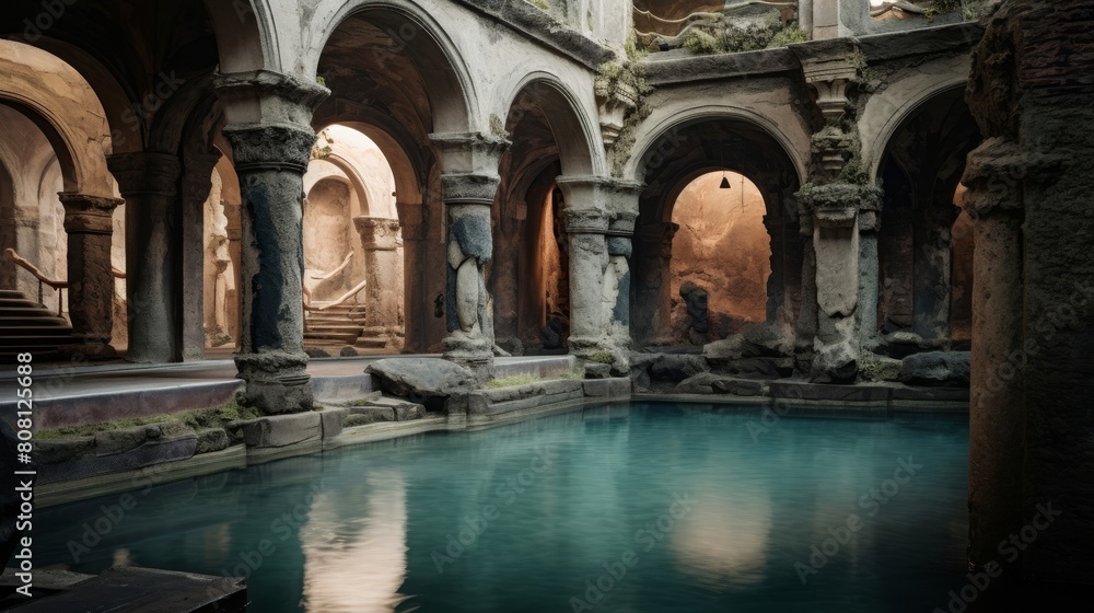 Roman bathhouse's frigidarium bathers in cold plunge pool Stock ...
