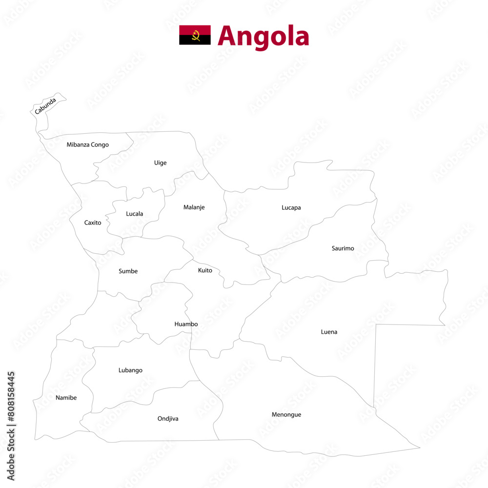 Maps of Angola . Flag map of Angola . Angola country map vector with ...