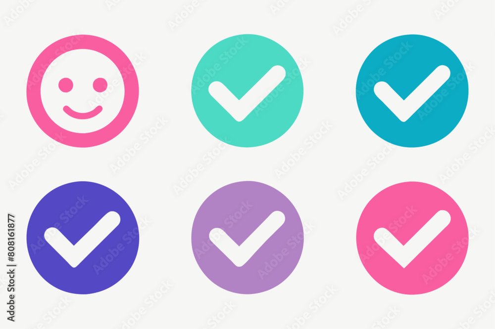 Check mark small flat icons set minimal and flat icon . Approved ...