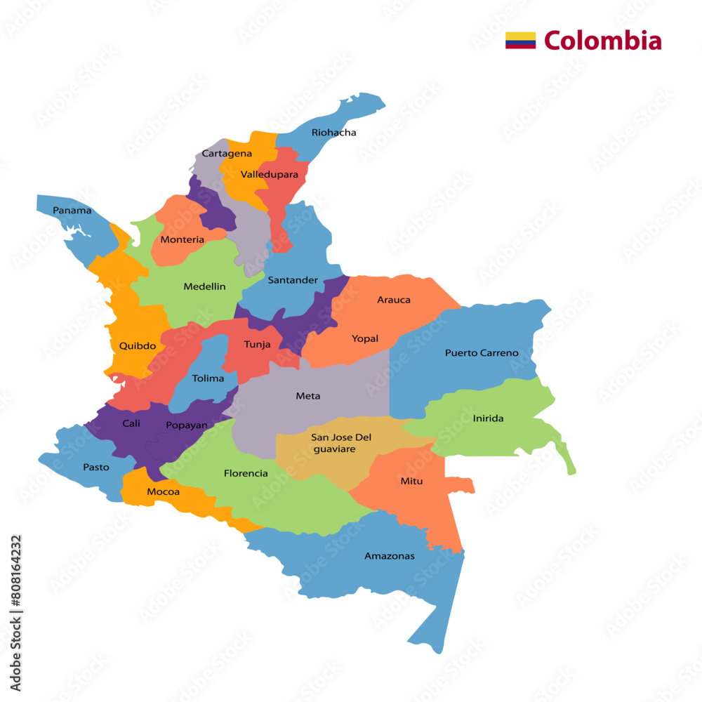 3d map of Colombia flag map, vector flag map. Colombia Map Colombian ...