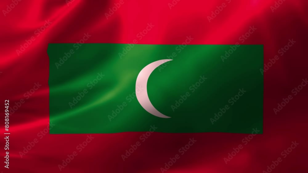 Realistic HD flag of the Maldives waving in the wind. Close up of ...