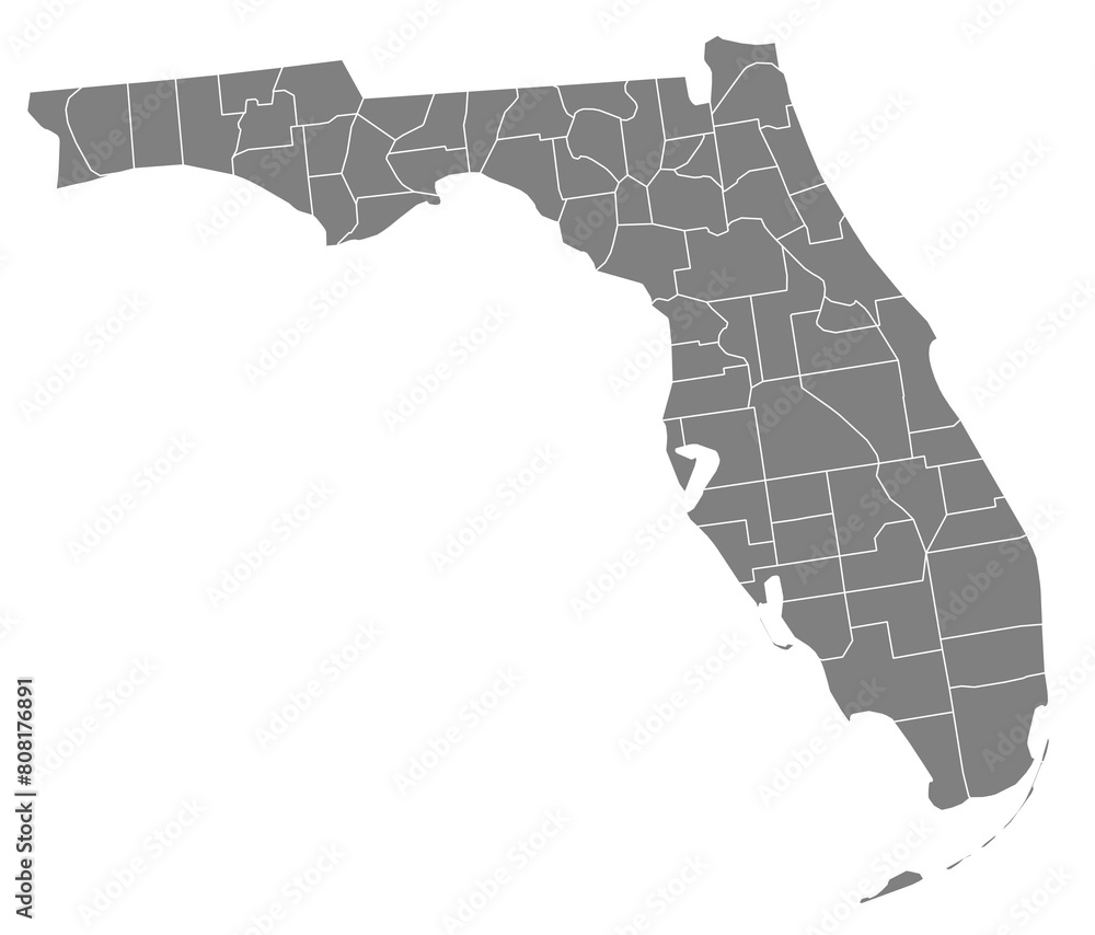 Map of the US states with districts. Map of the U.S. state of Florida ...