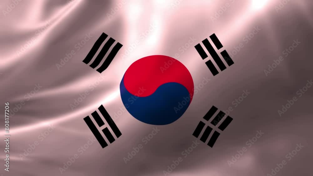 Realistic HD flag of the South Korea waving in the wind. Close up of ...