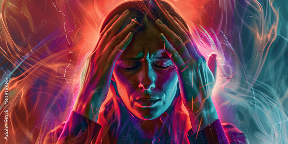 Migraine Mayhem: The Pounding Headache and Nausea - Visualize a person ...