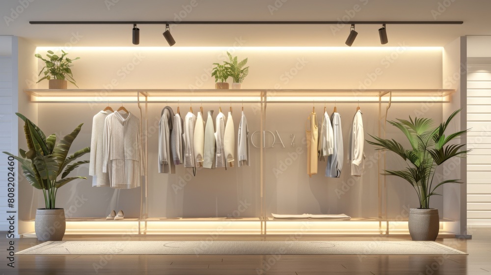 3D realistic image of a high-end fashion boutique display featuring ...