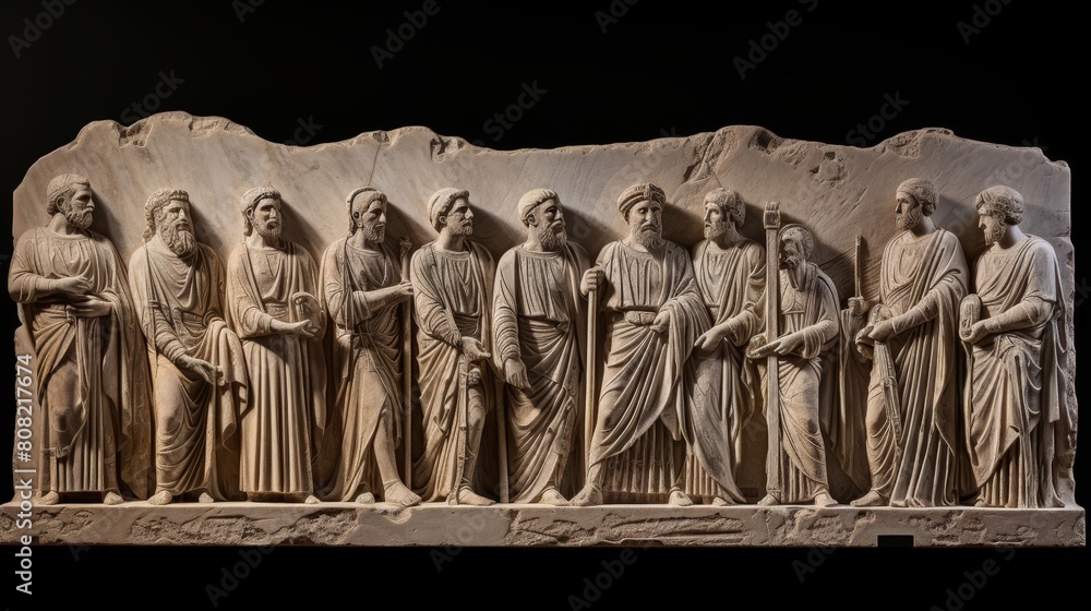 Stone relief carving of a majestic Roman procession captured in ...