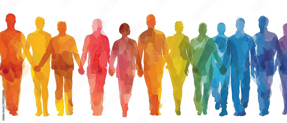 People of all colors walking together, inclusive business mindset ...