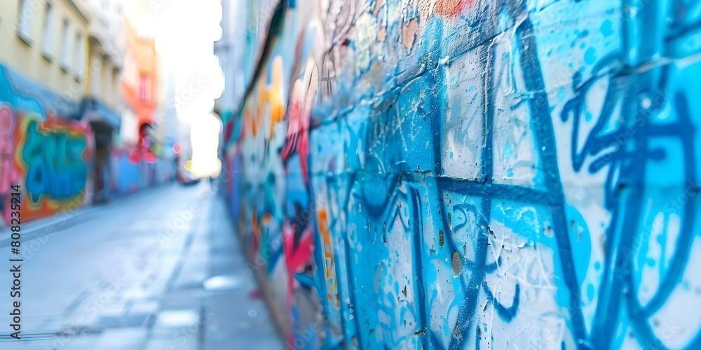 Graffiticovered alley wall indicating unauthorized street art in urban ...