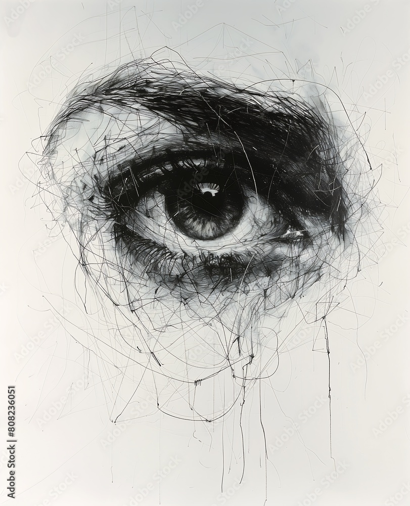 drawing human eye tear portrait paint tearing symbolization scribbled ...