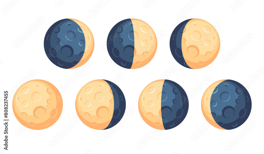 Moon phases isolated on white background. Vector astrological ...