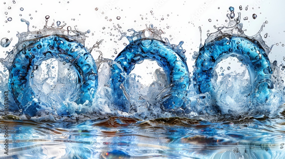 blue water letters "O" isolated on a transparent background, in the png ...