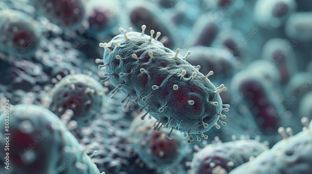 rabies virus microscopic cells with pink background ai Illustration ...