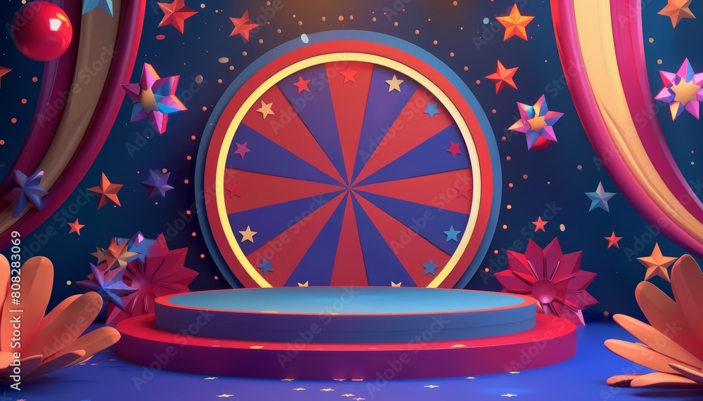 Circus stage podium background for an international dance competition ...