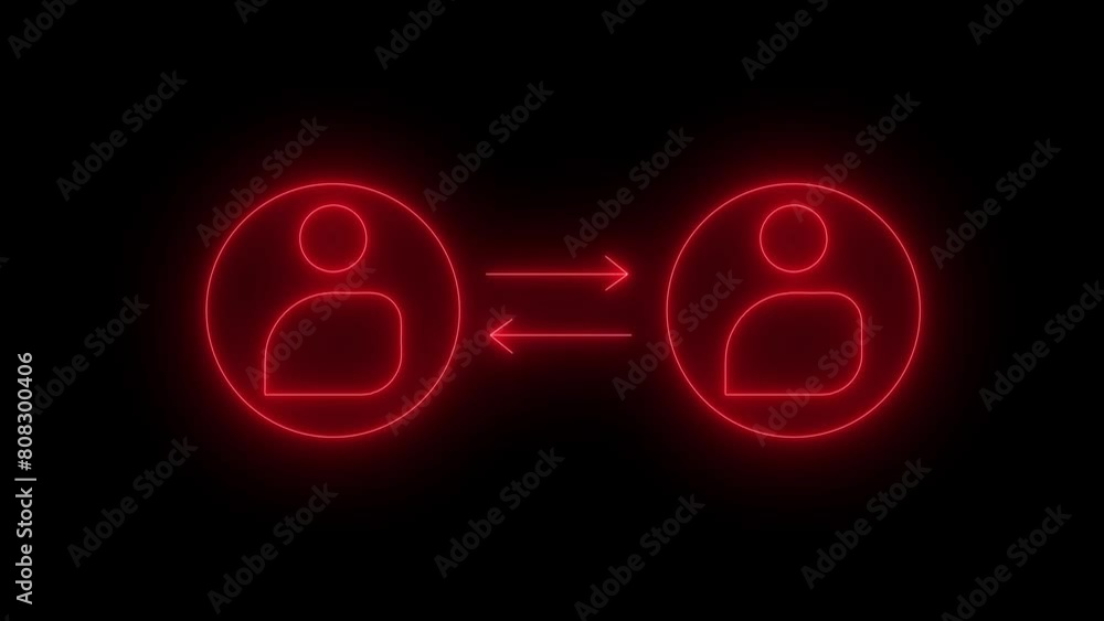 Neon Linear neon animation of blue arrows sign with dynamic smoke on ...