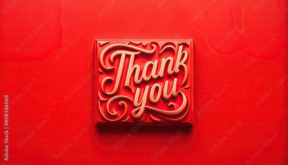 rectangular box that says thank you on vibrant red background with an ...
