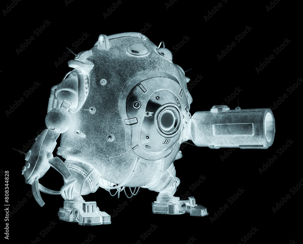 heavy metal mech ball is ready to the battle on white background side ...