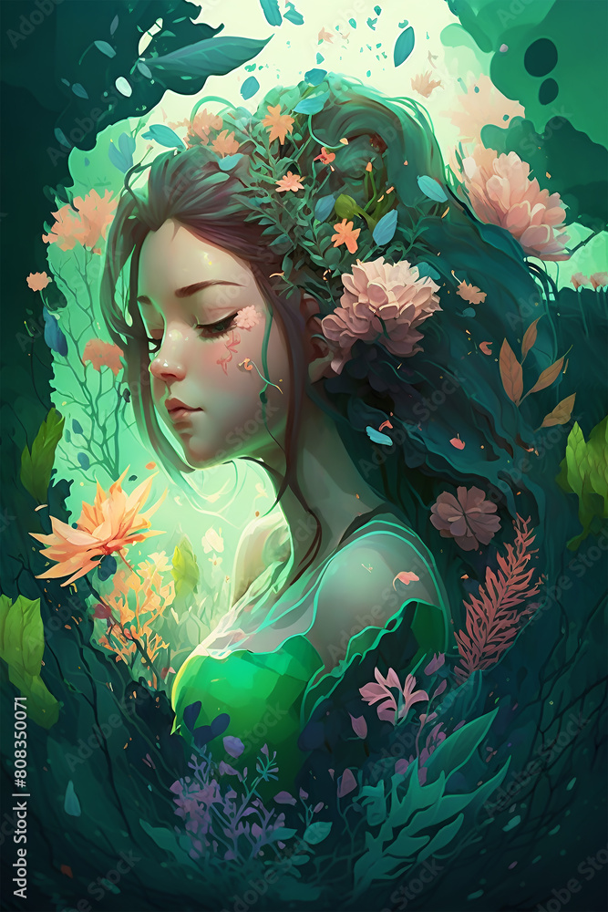 beautiful enchantress in a magical forest generative ai Stock ...