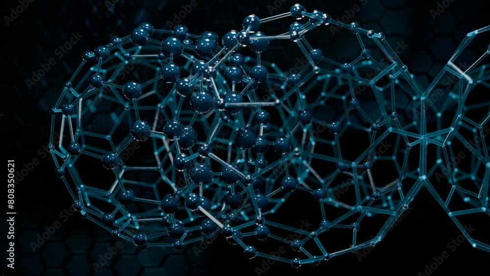 Looping, abstract 3d animation of spherical molecules, atoms that ...