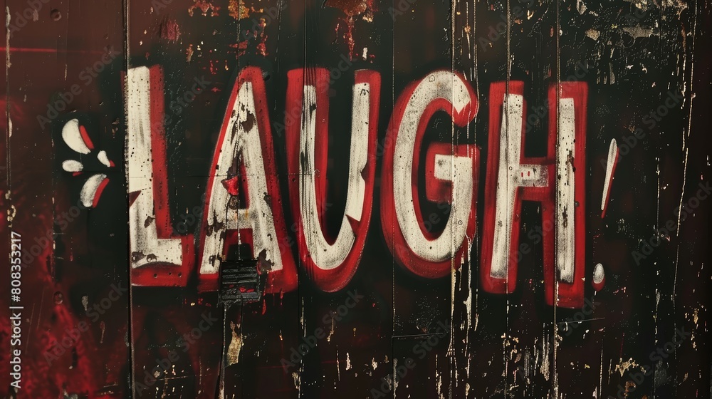 Create a kinetic typography portrait of "LAUGH" where each letter ...