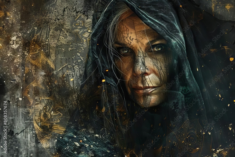 enigmatic witch portrait dark coven crones series digital fantasy art ...