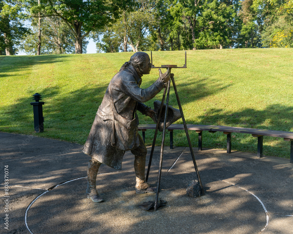 Bronze statue of Albert Gallatin, surveyor. Swiss founding father ...