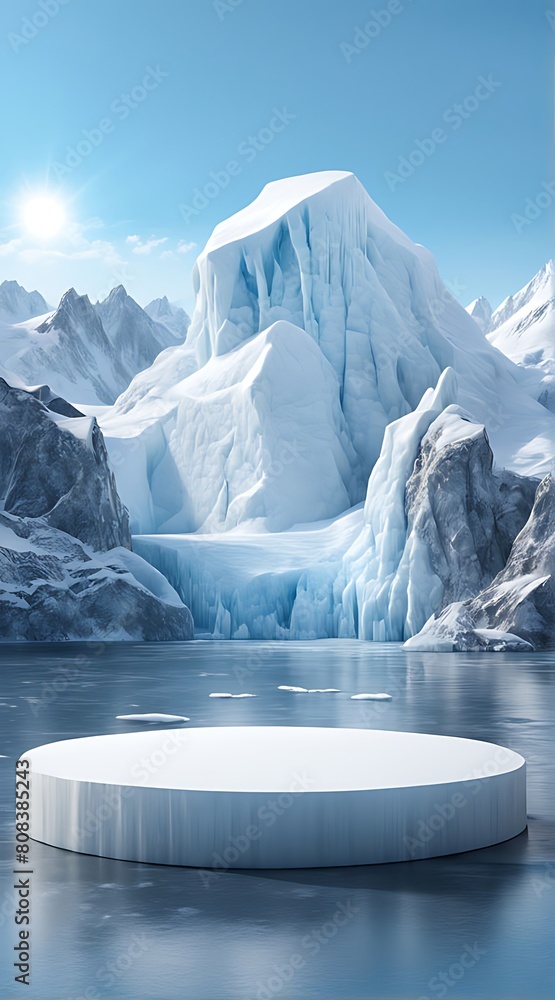 Ice background podium cold winter snow product platform floor frozen ...