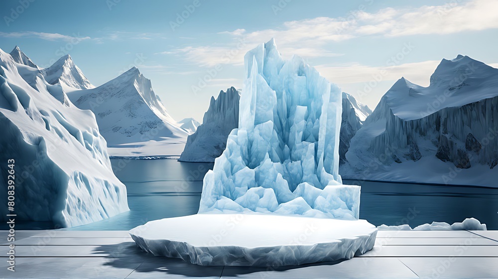 Ice background podium cold winter snow product platform floor frozen ...