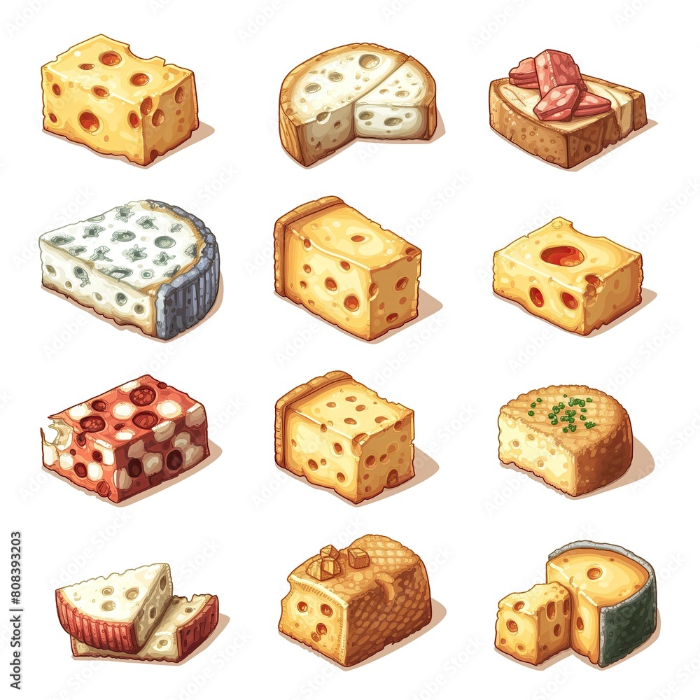 Cheese Selection Pack Video Game Market Grocery Assets Pixel Art Pack ...