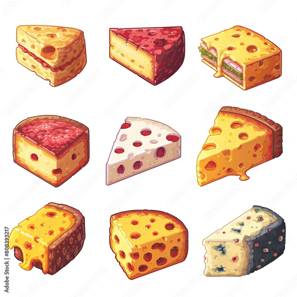 Cheese Selection Pack Video Game Market Grocery Assets Pixel Art Pack ...