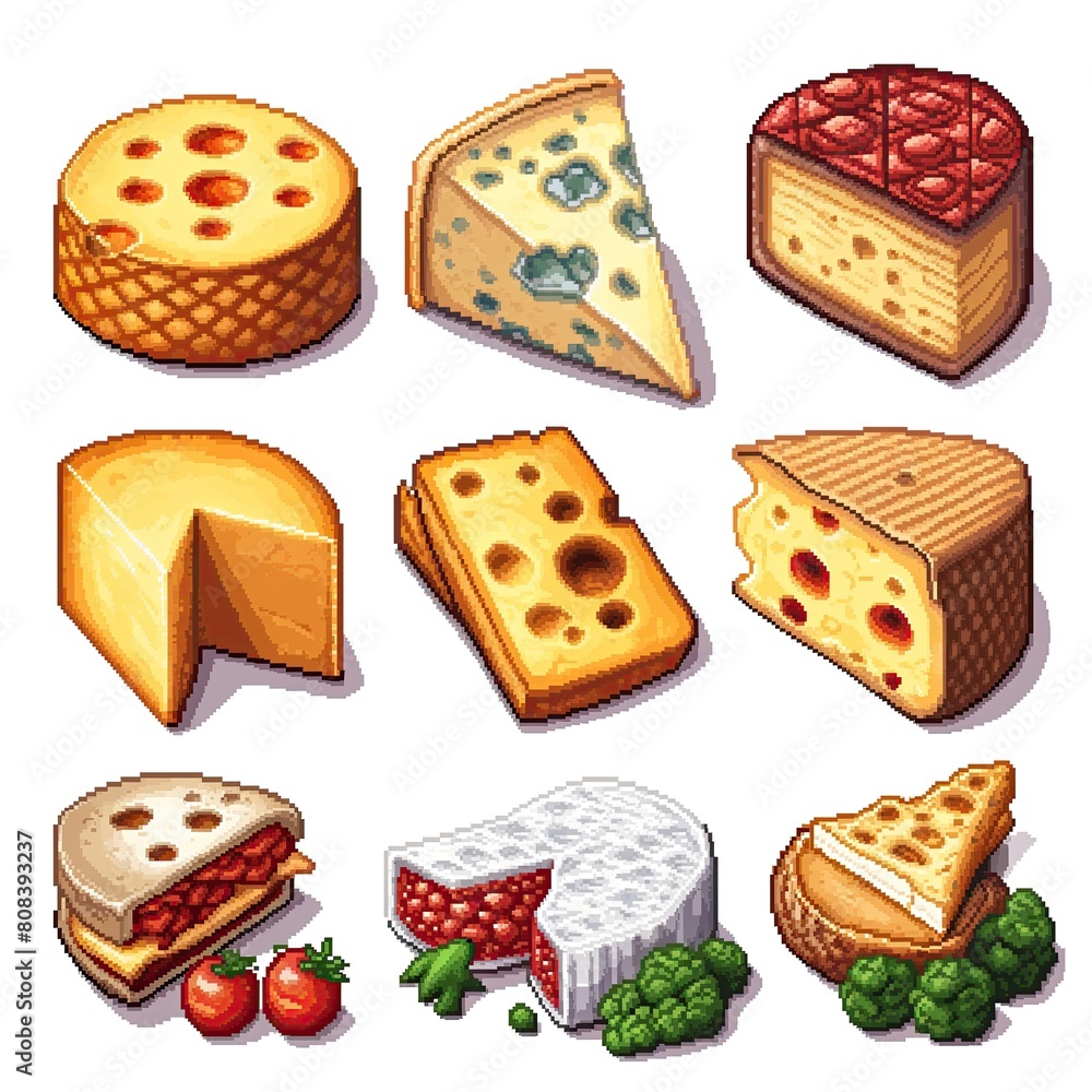 Cheese Selection Pack Video Game Market Grocery Assets Pixel Art Pack ...