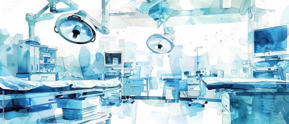 A beautiful watercolor of an operating theater captures the intensity ...
