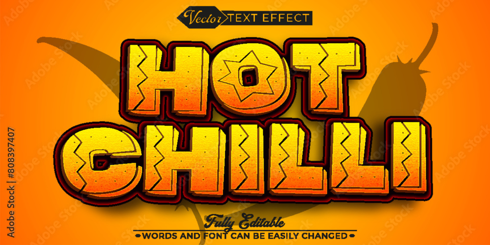 Cartoon Chilli Hot Pepper Vector Editable Text Effect Template Stock ...