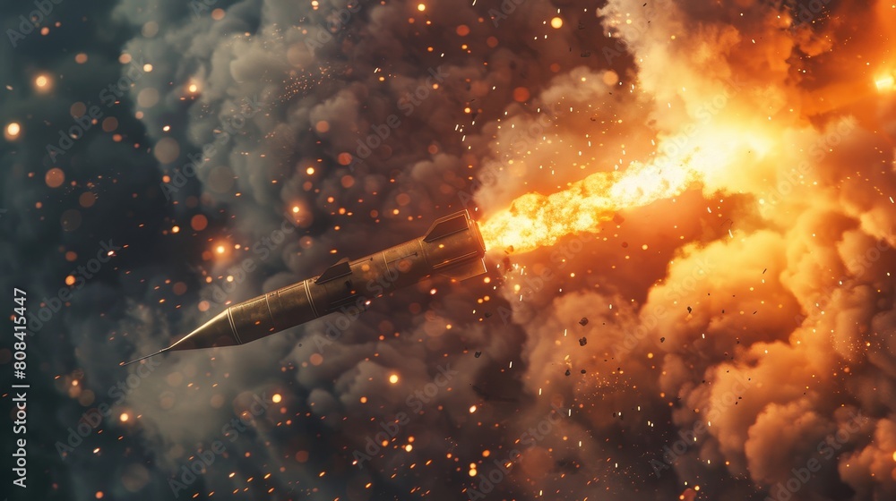 Detailed close-up of a chariot-themed rocket launch vehicle unleashing ...
