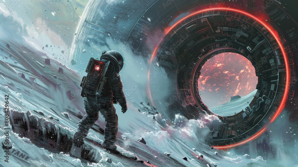 An astronaut in a detailed space suit makes a harrowing escape from a ...
